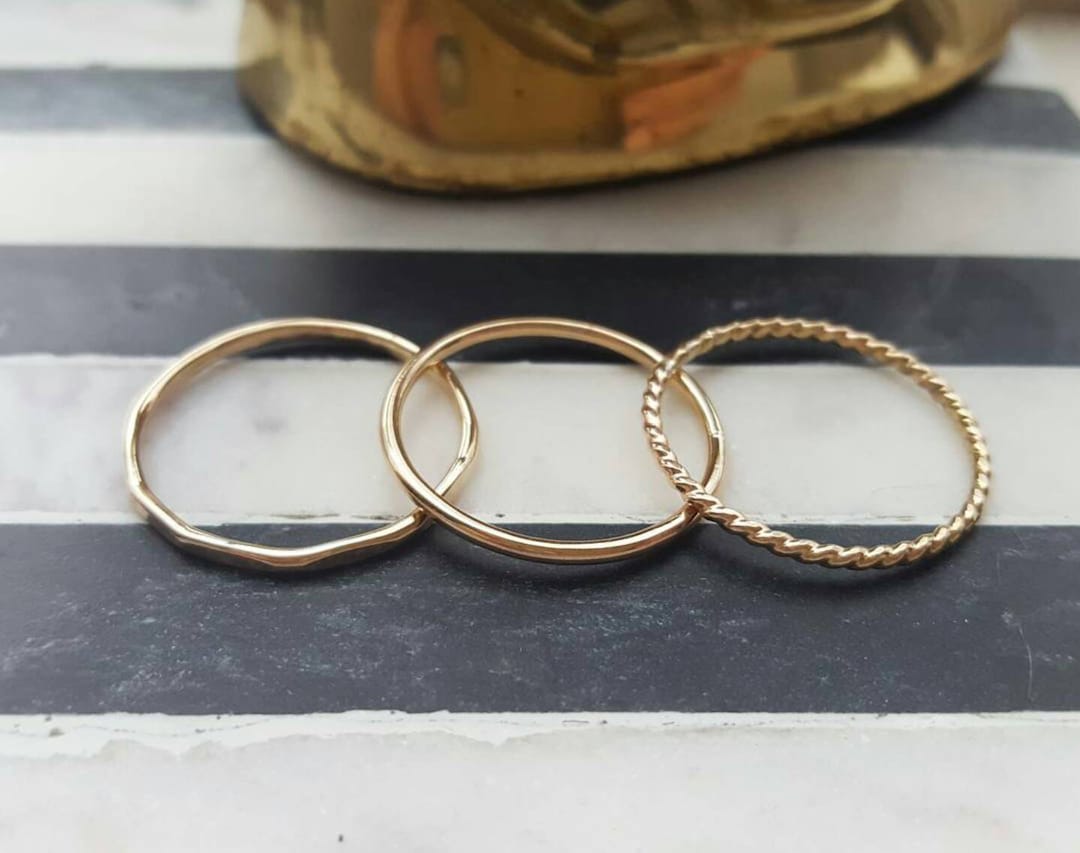 Gold Stacking Ring Set (TWO RINGS); Rose Gold Stacking Rings; Gold ...