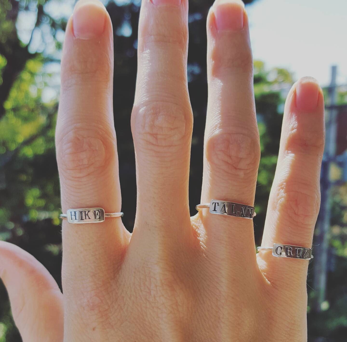 TWO Custom Personalized Name or Date Sterling Silver Rings - Etsy
