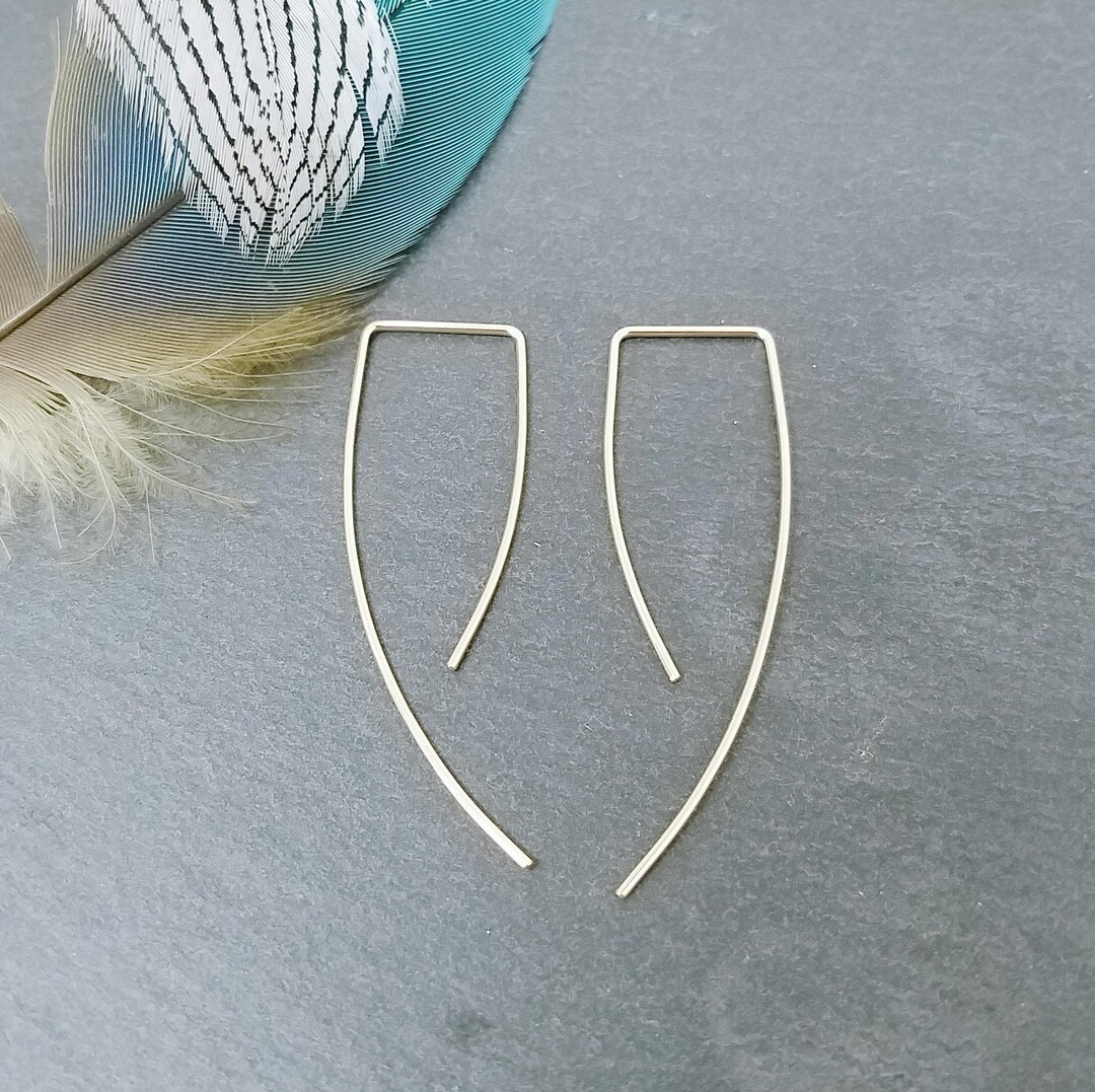 Angle Ear Threaders; Arch Earrings; Dainty Earrings; Simple Gold ...