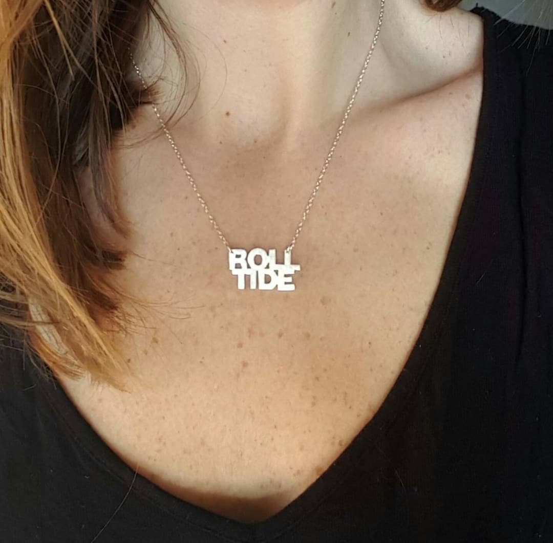 University of Alabama Roll Tide Necklace; Silver, Brass, or Gold Plated ...