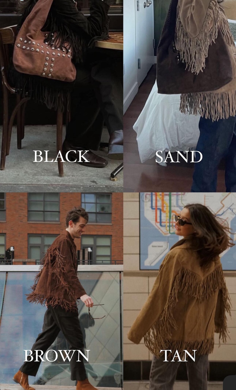 Suede Fringe Jacket: Authentic Leather Cowboy Cowgirl Boho Chic ...