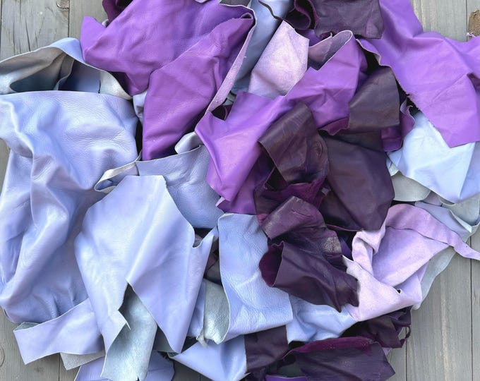 1 Lb. Mix of Shades of PURPLE Genuine Italian Lambskin Leather Scraps ...