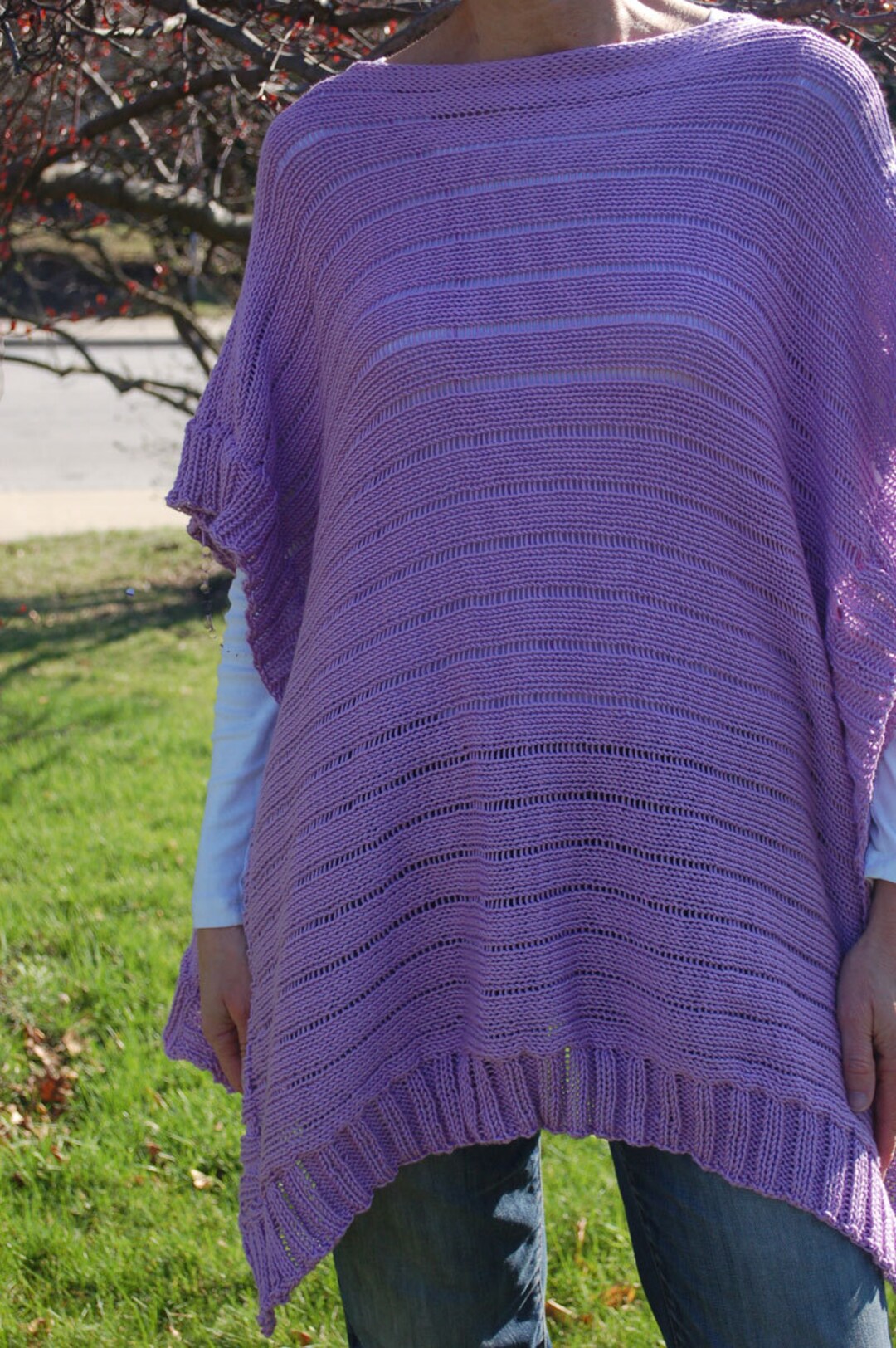 Easy Knit Poncho: Dropped Stitch Spring Poncho (PDF Pattern) - Etsy