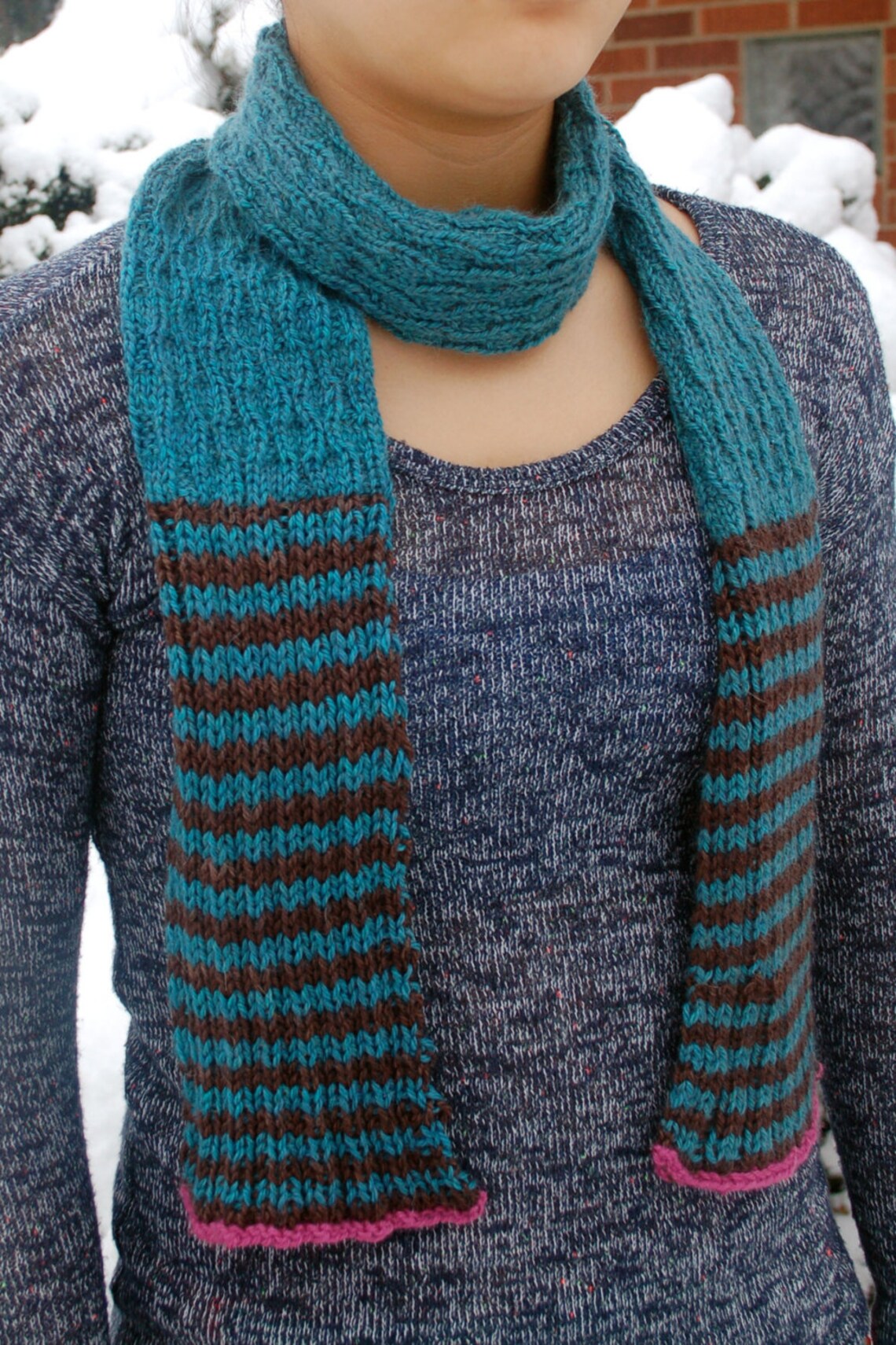 Knitting Pattern, Scarf to Knit, Hand Knit Scarf, Textured and Striped ...