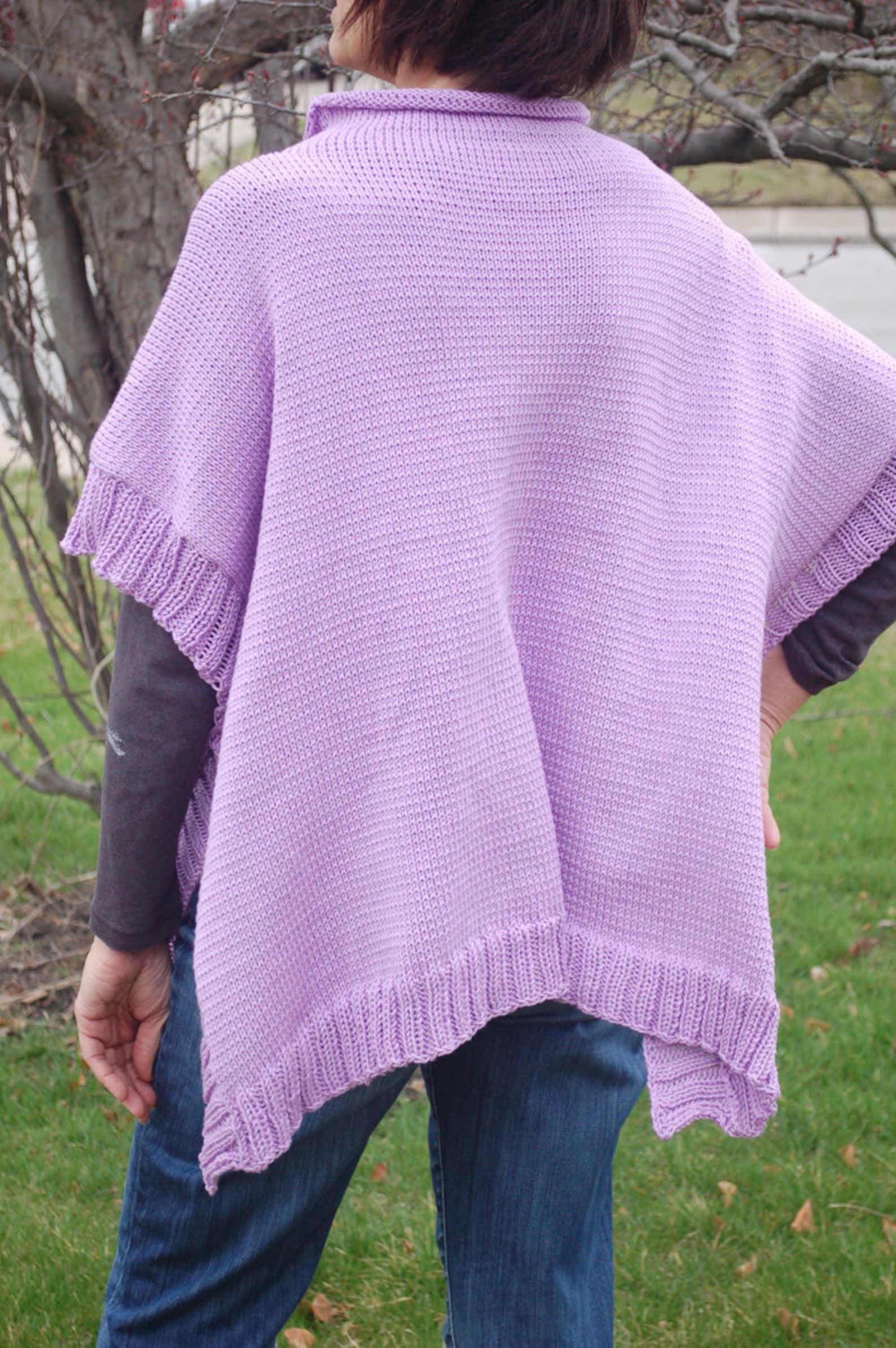 Knit Poncho Pattern: Easy Women's Modern Cotton Poncho - Etsy