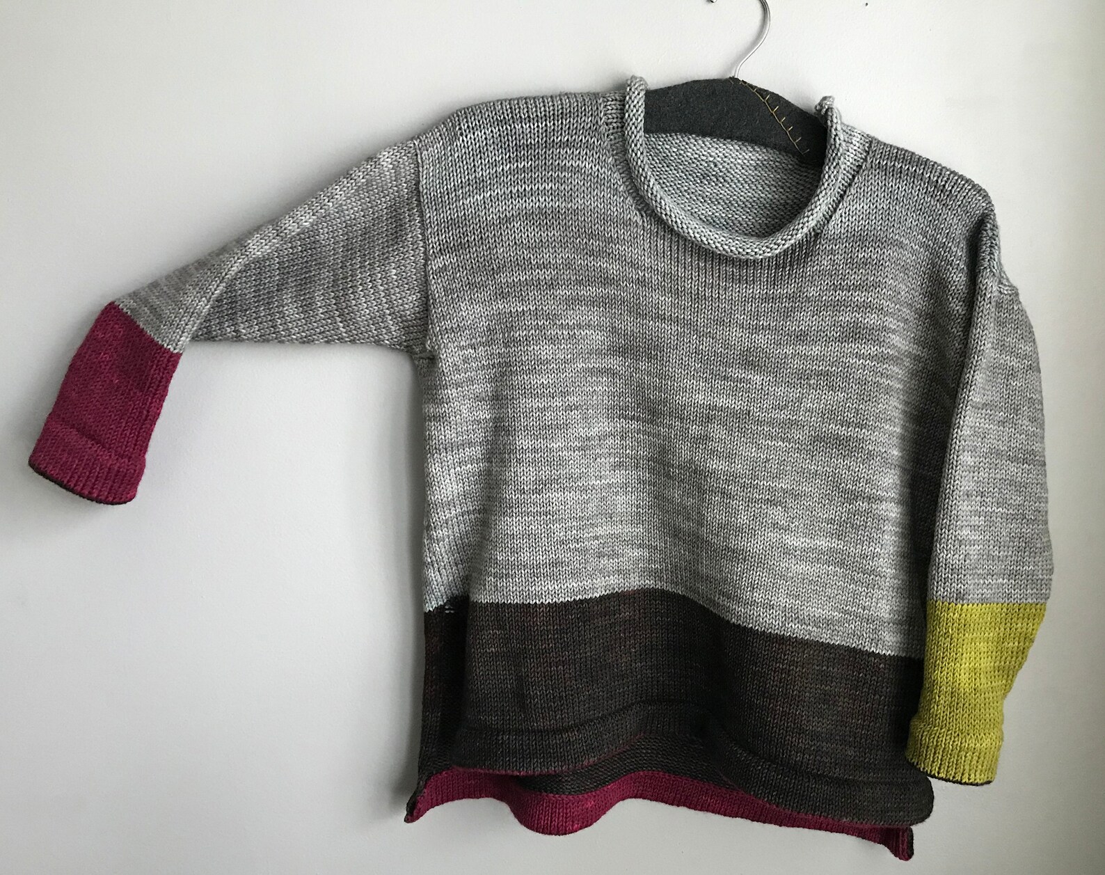 Colorblock Pullover Knitting Pattern: Women's Roll Neck Sweater (PDF ...