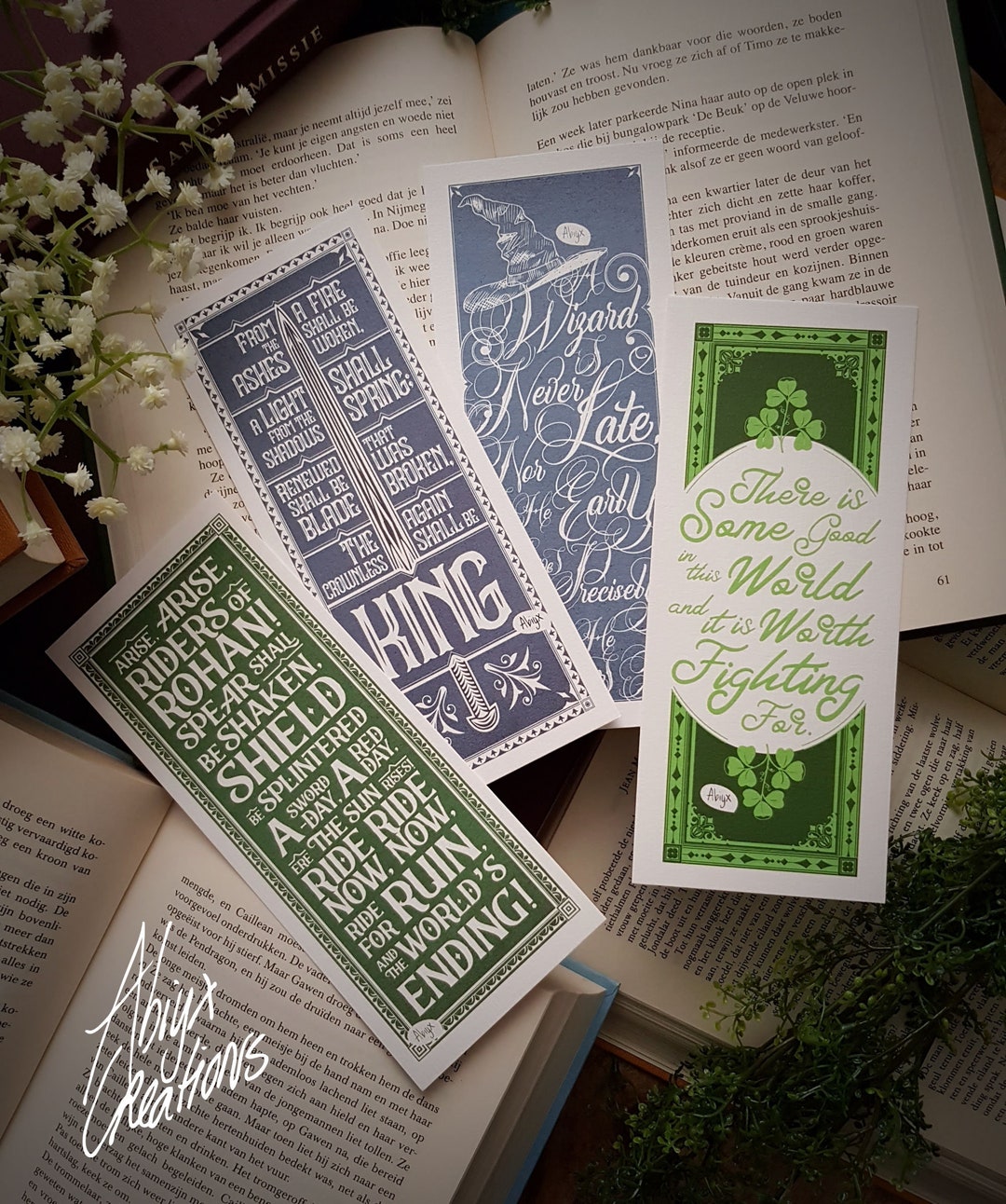 Set of LOTR Bookmarks - Lord of the Rings Quote Inspired - the Hobbit ...