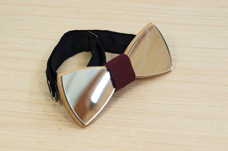 Wooden Bow Tie Mirror Bow Tie For Men Wedding Bow Tie | Etsy