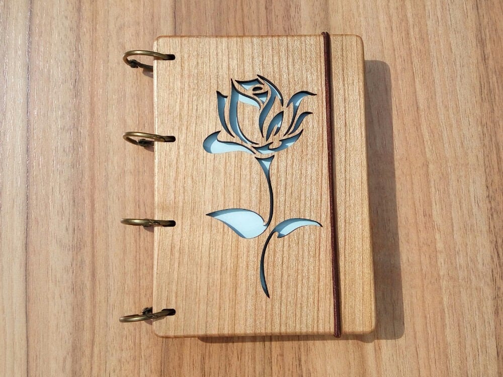 Wooden Notebook Rose Notebook Personalized Gift Personalized | Etsy