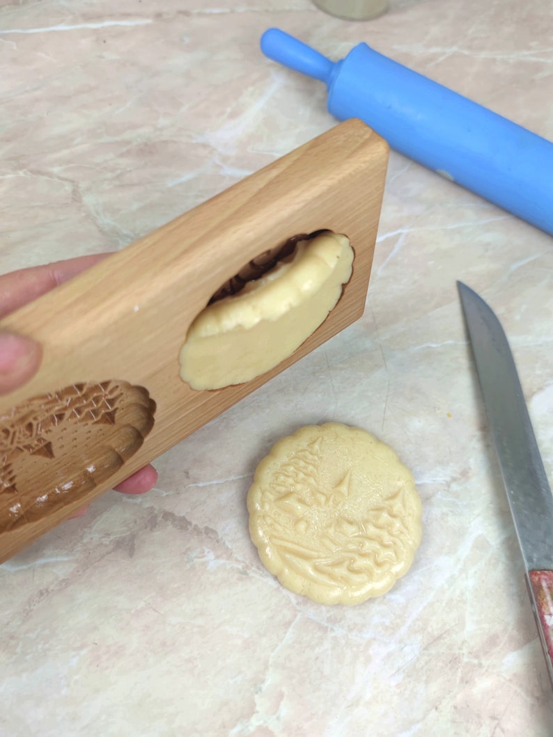 Xmas Gingerbread Mold: Angel and House Beech Wood Cookie Stamp - Etsy