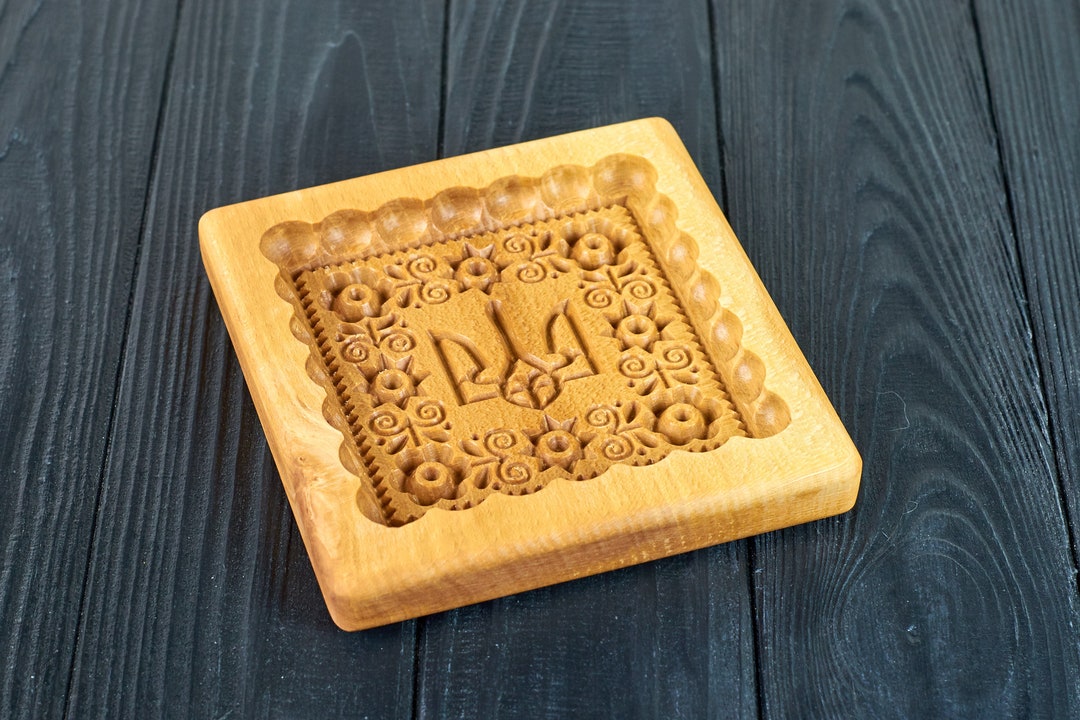 Gingerbread Mold Pattern Carved. Emblem of Ukraine. Wooden Cookie ...