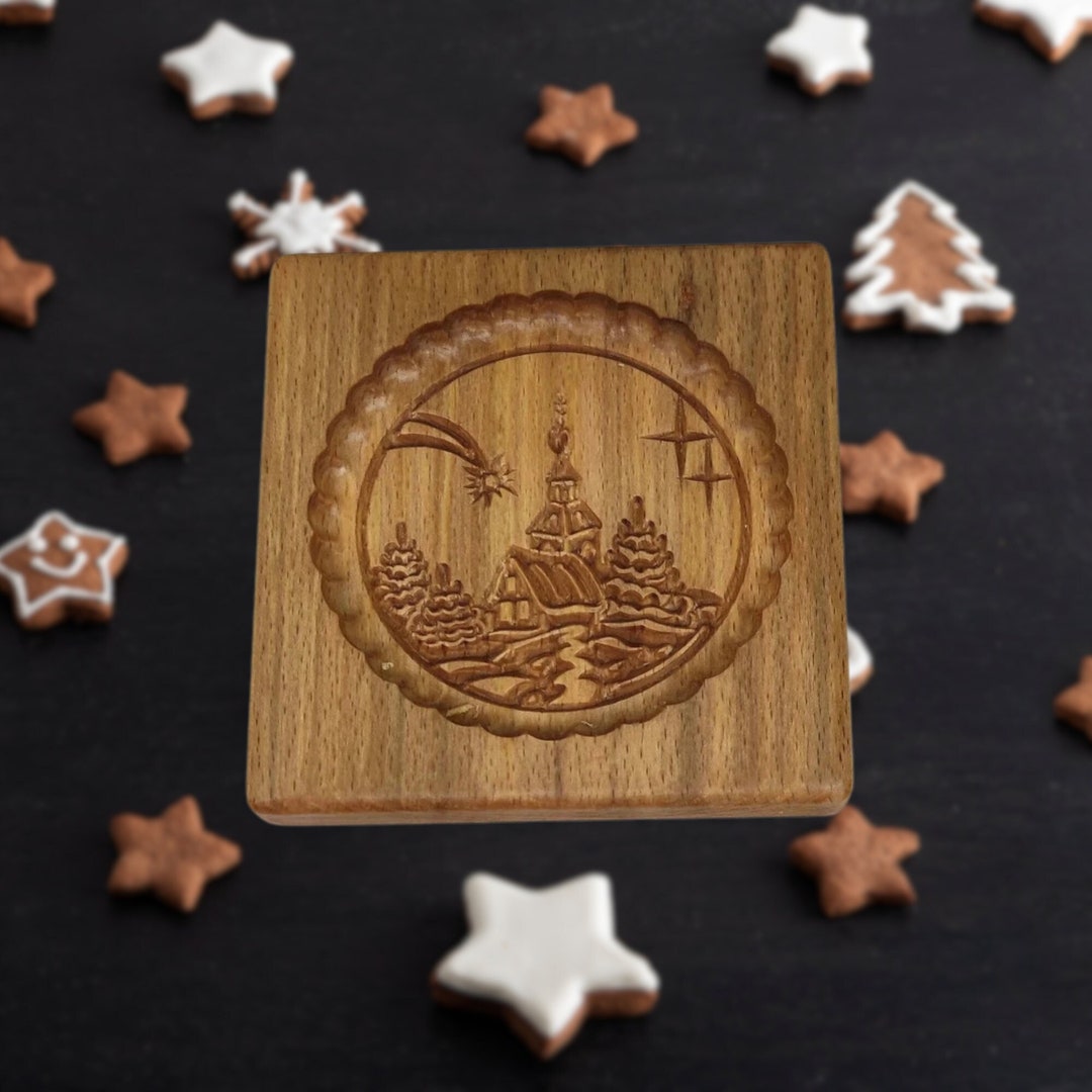 Christmas Cookie Stamp, Gingerbread Mold, Wooden Cookie Stamp, Star ...