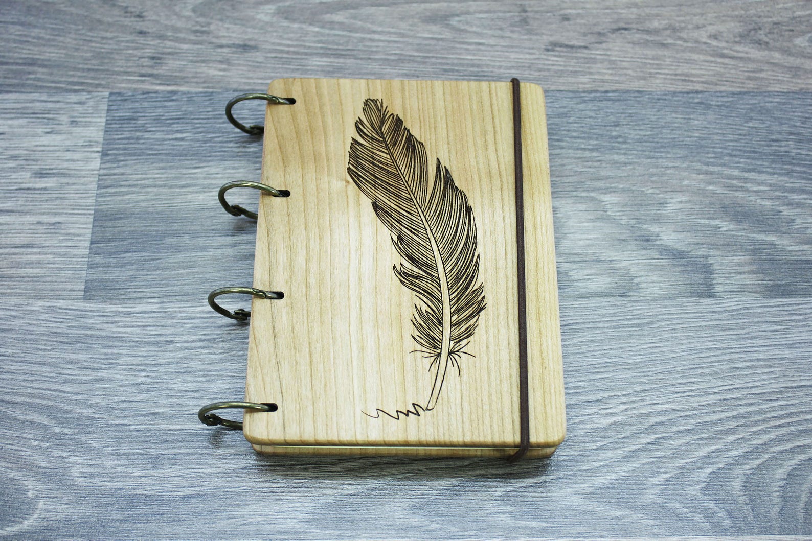 Wooden Notebook Feather Notebook Cover Travelers Notebook A5 - Etsy