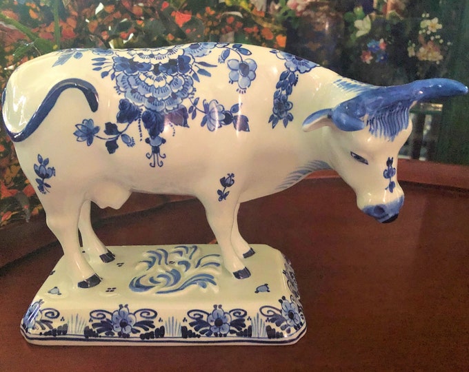 LARGE! 1971 Royal Delft Cow Figurine Delfts Blauw Koe Beeldje Statue 花王 ...