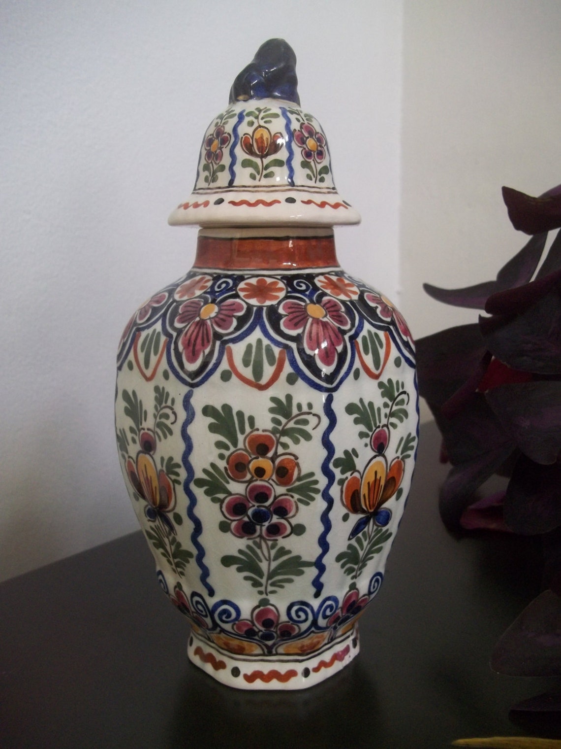 Delft Ginger Jar Delfts Polychroom Chinois Deksel Vaas Urn | Etsy