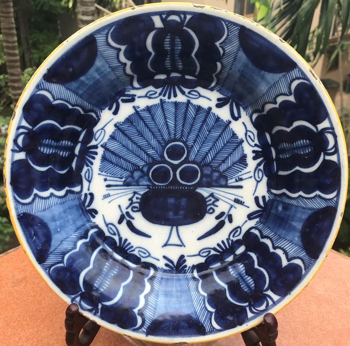 1700s Large Old Delft Plate Delfts Blauw Waaierbord Schotel Pauw ...