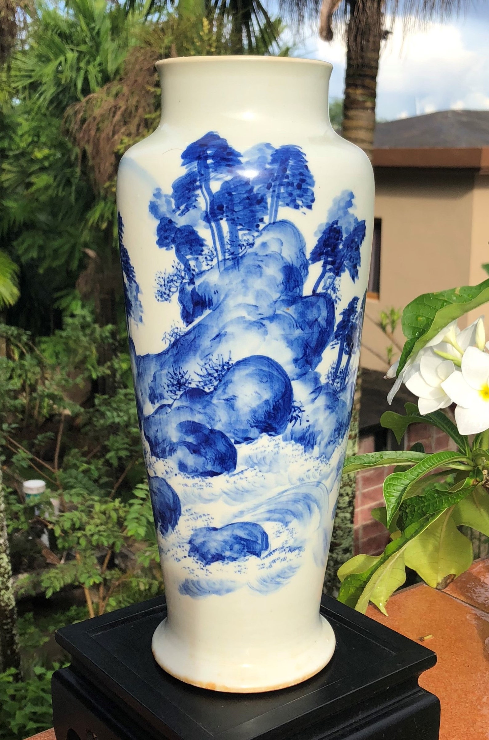 Tall 染付 Sometsuke Blue Vase Landscape Vaas 山水 Sansui Jar 山 - Etsy