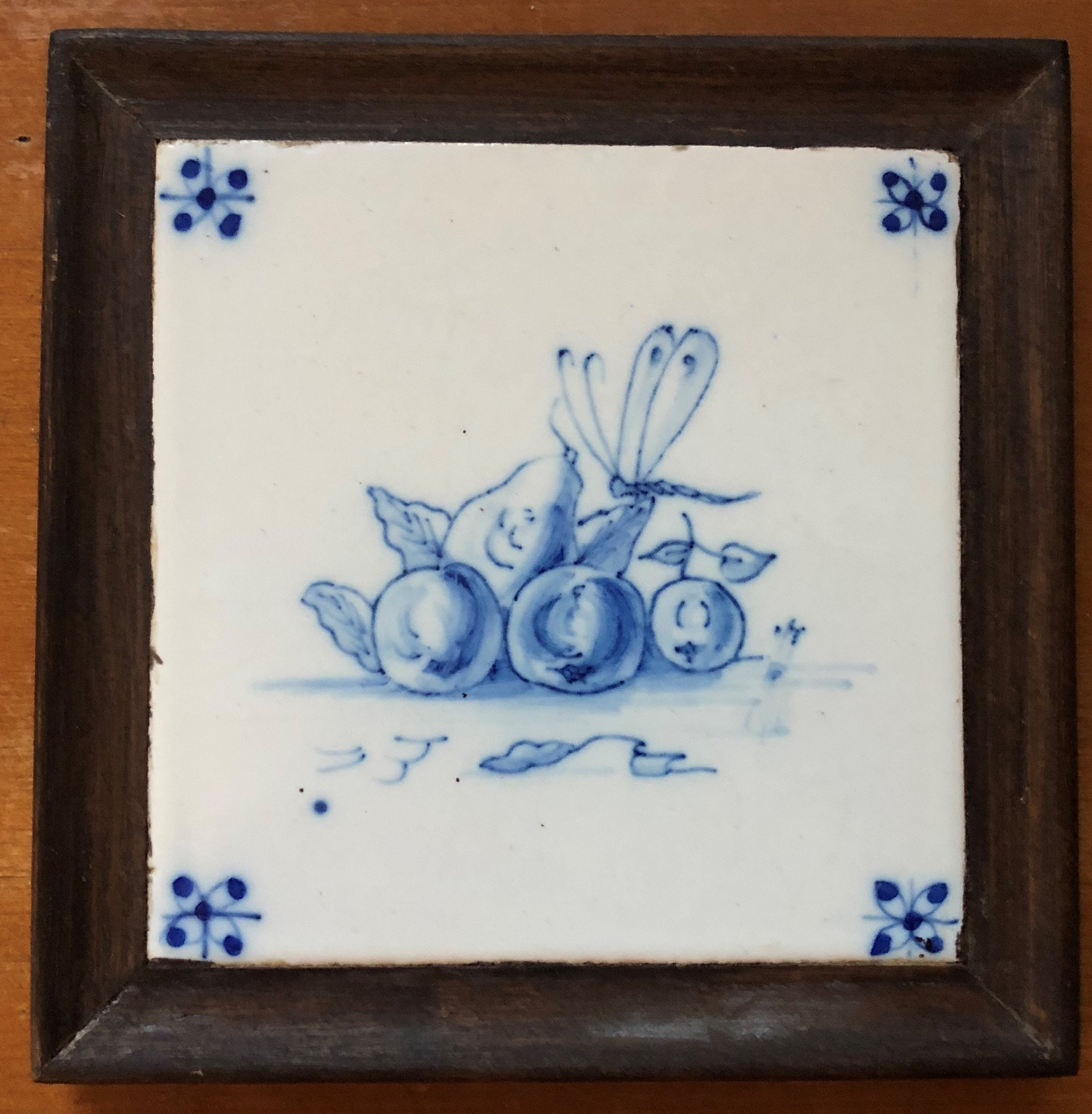 Five Framed Delft Tiles 5 Delfts Blauw Tegels Still Lifes of | Etsy