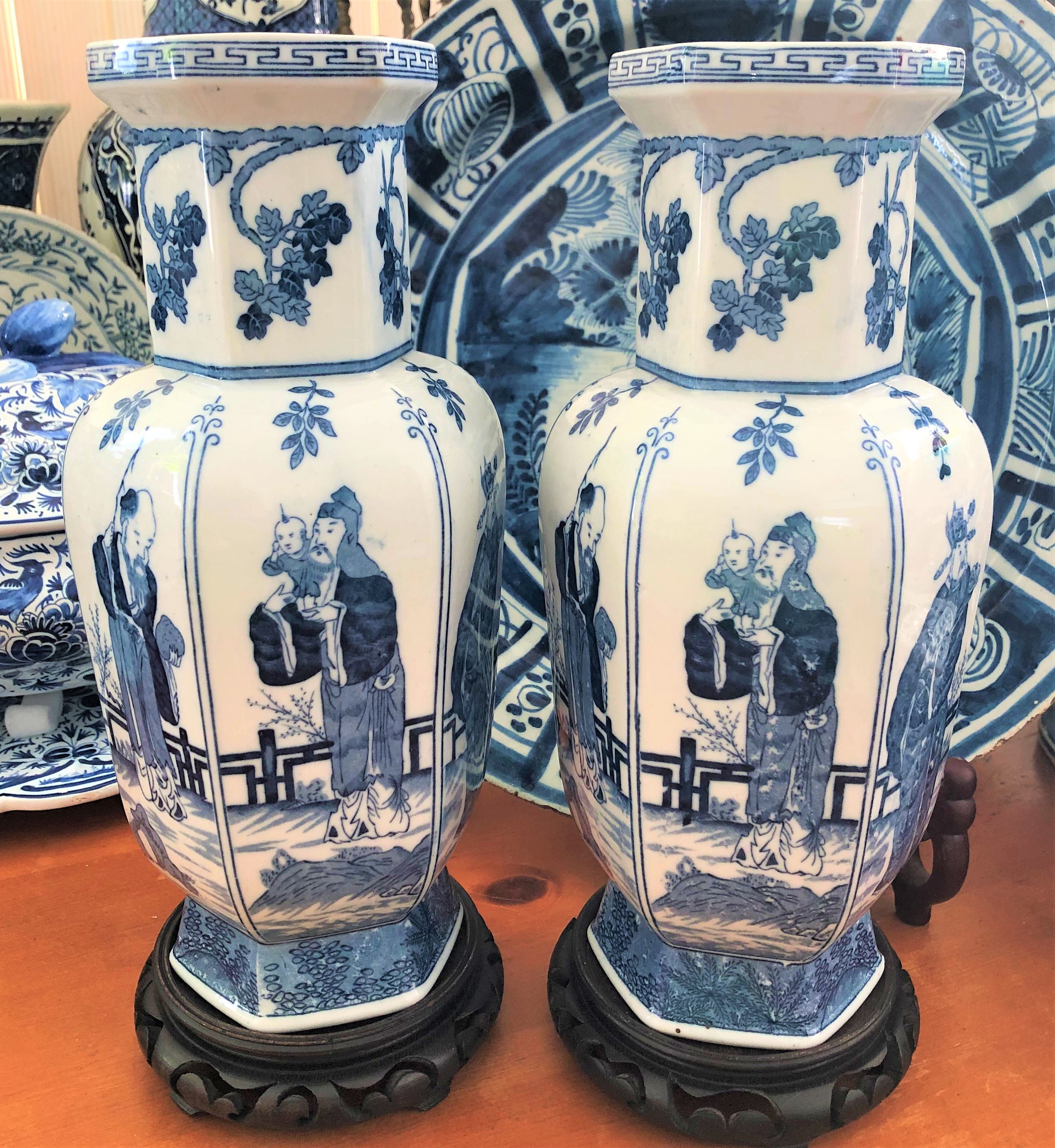 Rare Delft Art Deco Urns Two Delfts Blauw Chinois Vazen Vases - Etsy España