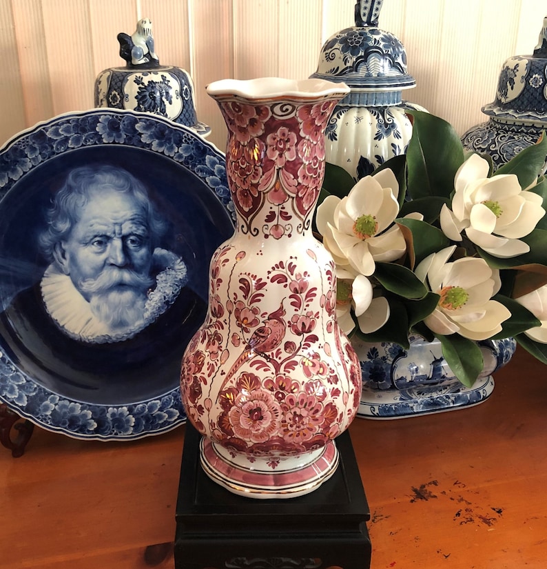 LARGE Delft Red Gold Double Gourd Vase Delfts Rood Chinois | Etsy
