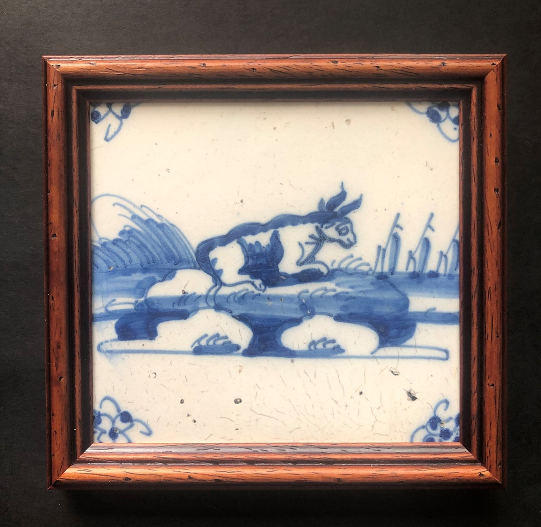 1700's Old Delft Blue COW Tile Spider Head Corner Motifs New Custom ...