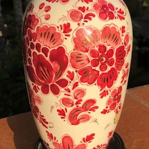 LARGE! Delft Red Gold Double Gourd Vase Delfts Rood Chinois Vaas 花王 ...
