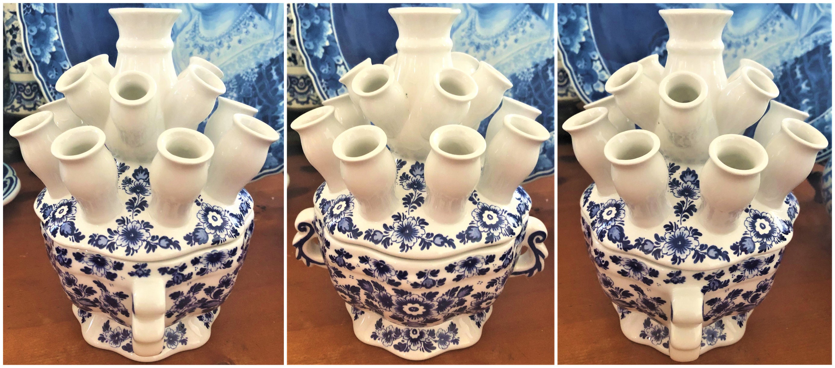 Delft Tulipiere Vase Delfts Blauw Vaas 15 Neck 花王 Kaou Pioen Peony ...