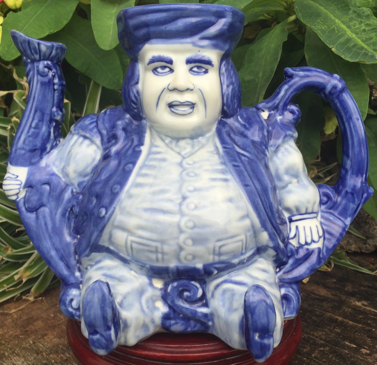 Huge Delft Toby Teapot Vase Large Flow Blue and White Fantasy | Etsy