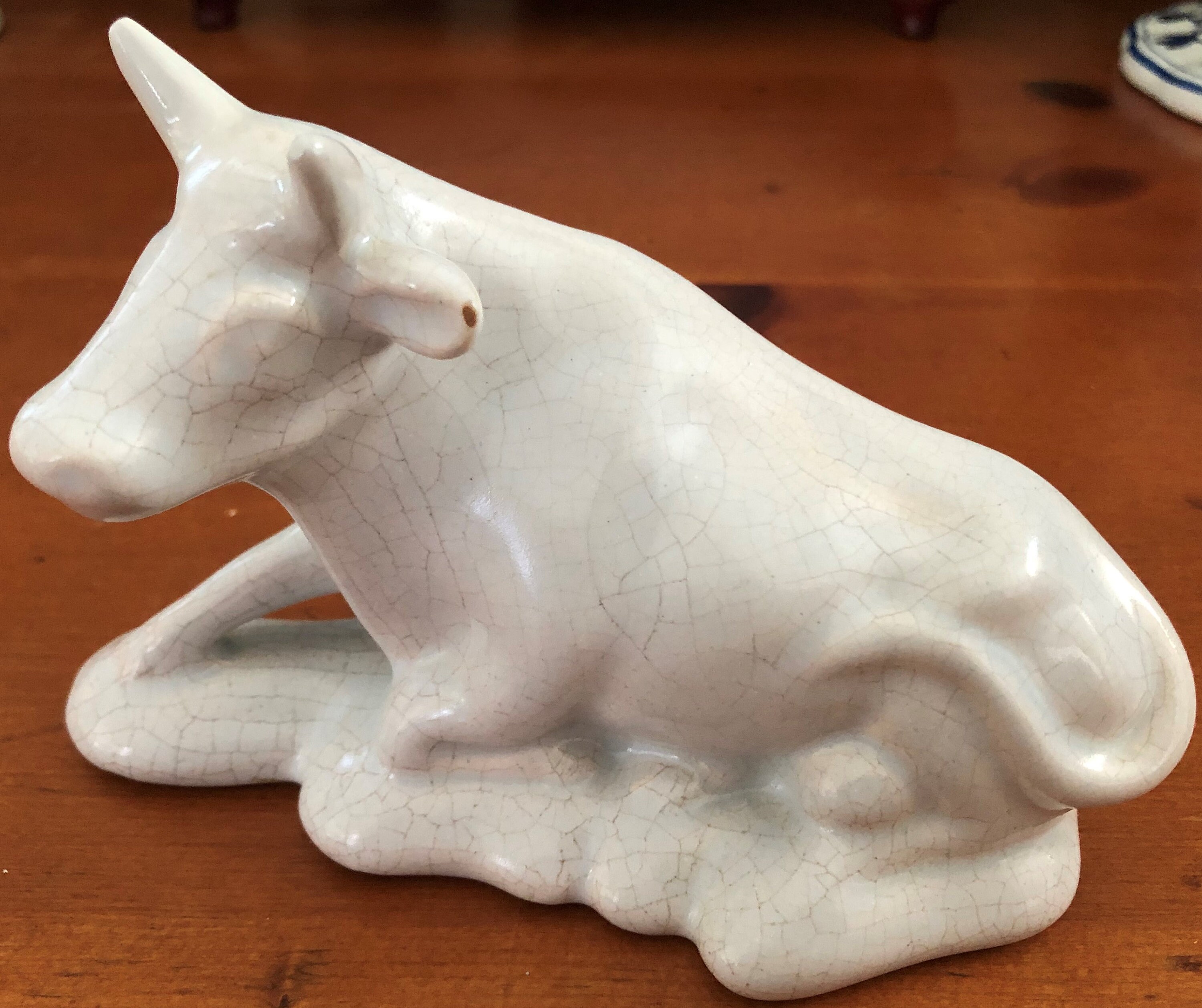TWO Rare Delft White Cows Twee Delfts Wit Koe of Stier Beeldje Pair ...