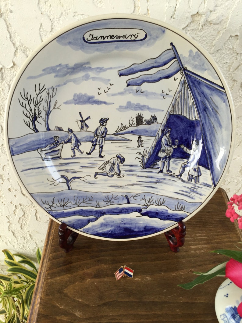 1800's Old Delft January Month Plate Marked AK Faience | Etsy