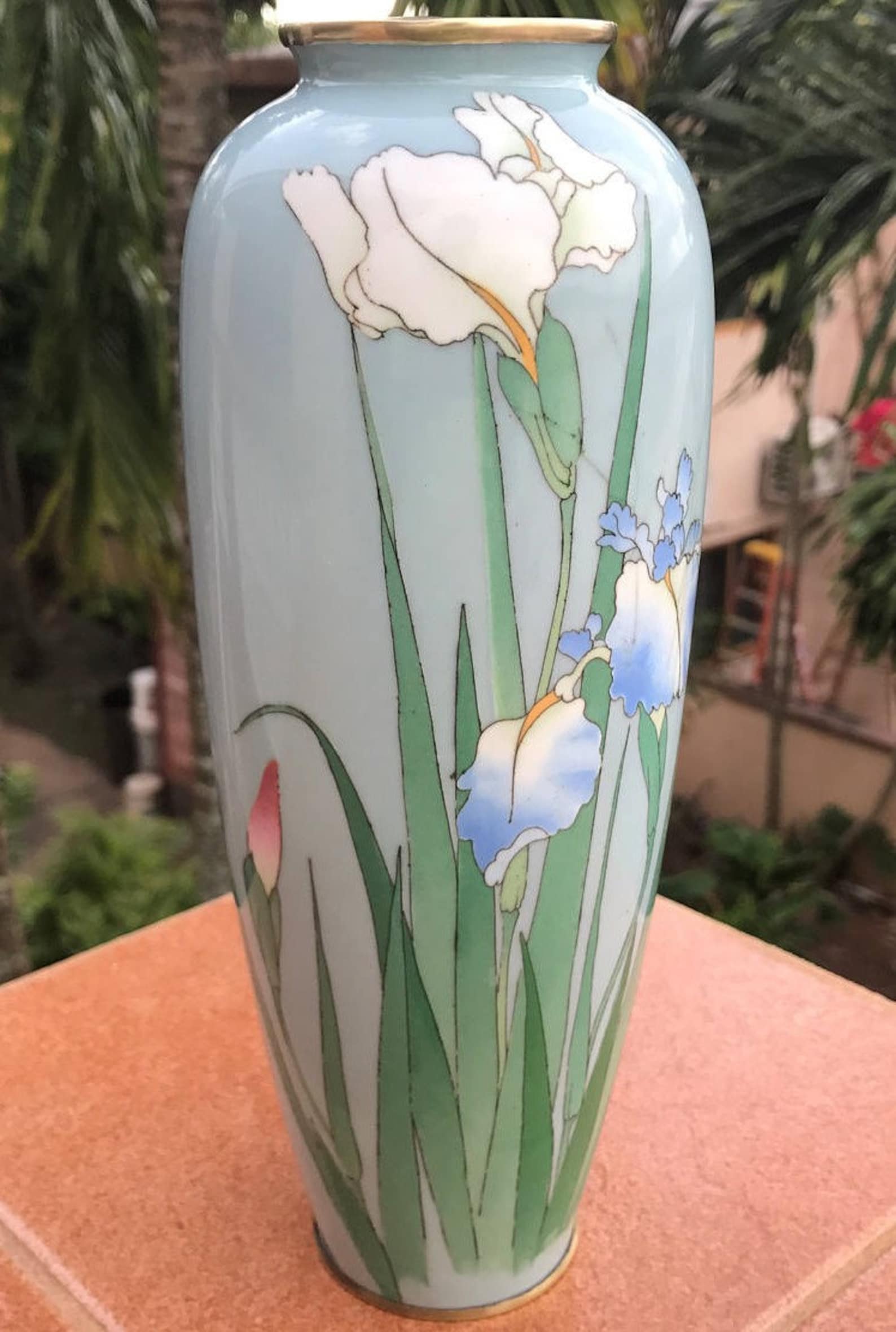 LARGE RARE Fukagawa Vase 菖蒲 Shoubu Iris Field of Flowers Vaas - Etsy
