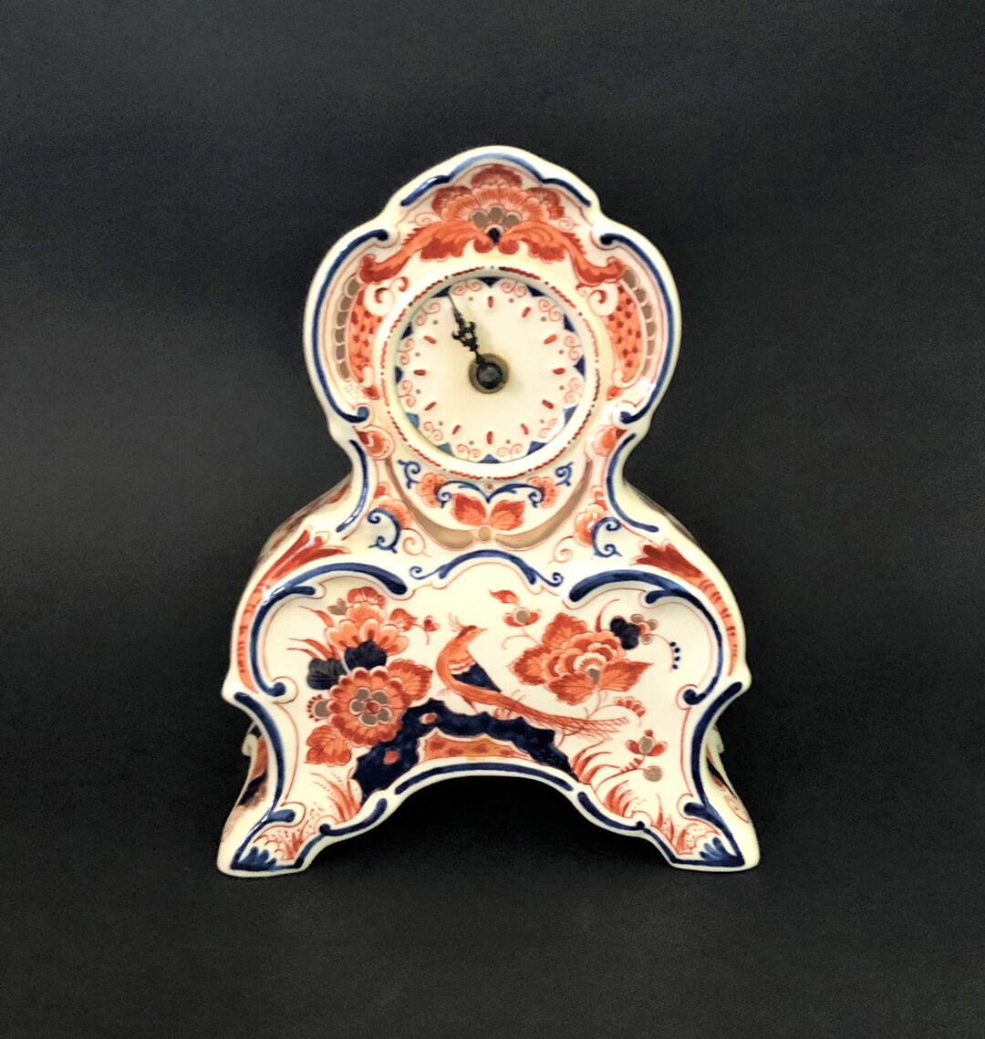Royal Delft 1993 Bird of Paradise Imari Style Mantle Clock Art Nouveau ...