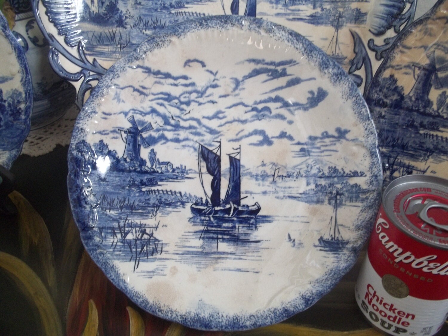 1800's Delft Blue Set by Empire Works Stoke on Trent | Etsy