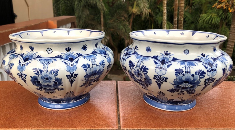 HUGE Royal Delft Planter Delfts Blauw Oud Kerk Brug Bloempot - Etsy.de