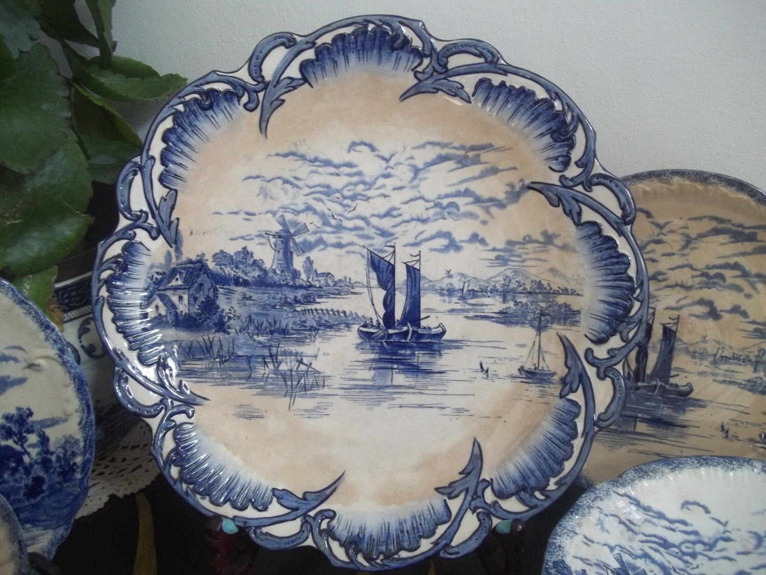 1800's Delft Blue Set by Empire Works Stoke on Trent | Etsy