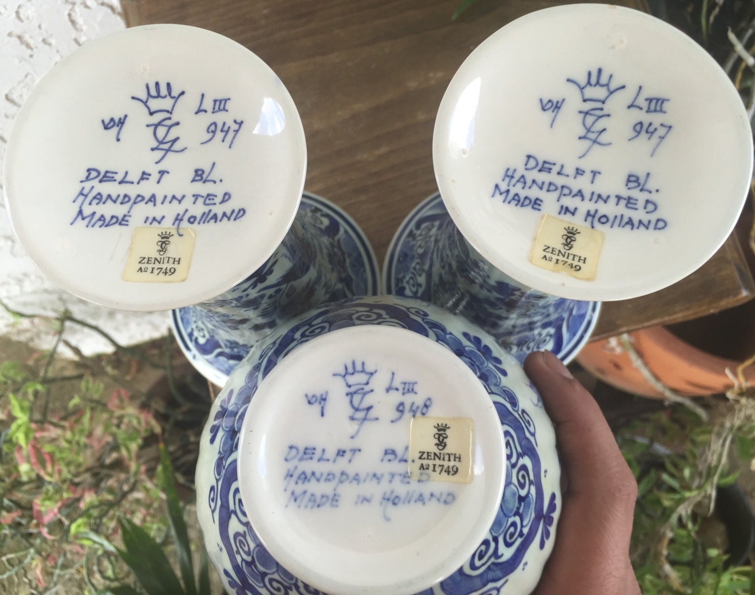 Zenith Delft Ginger Jar Vase Garniture Set Delfts Blauw Kaststel Deksel ...