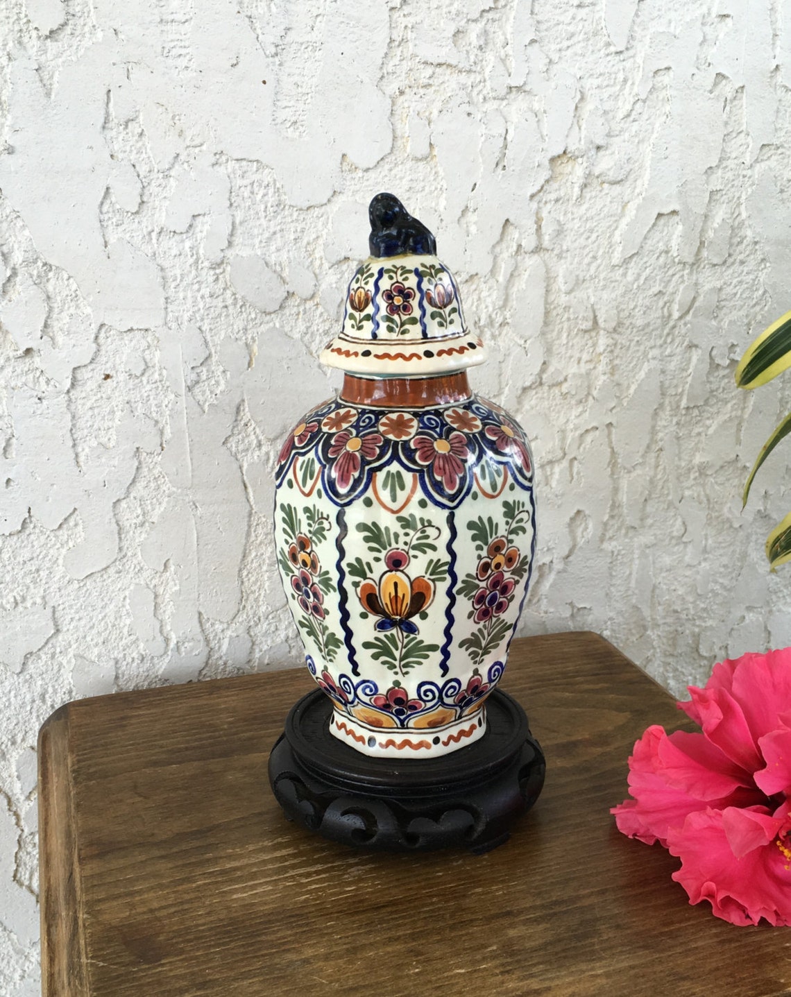 Delft Ginger Jar Delfts Polychroom Chinois Deksel Vaas Urn | Etsy