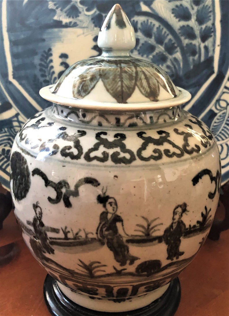 Seto Ware Ginger Jar 水差し Mizusashi Fresh Water Pot 都人 Townspeople & 唐子 ...