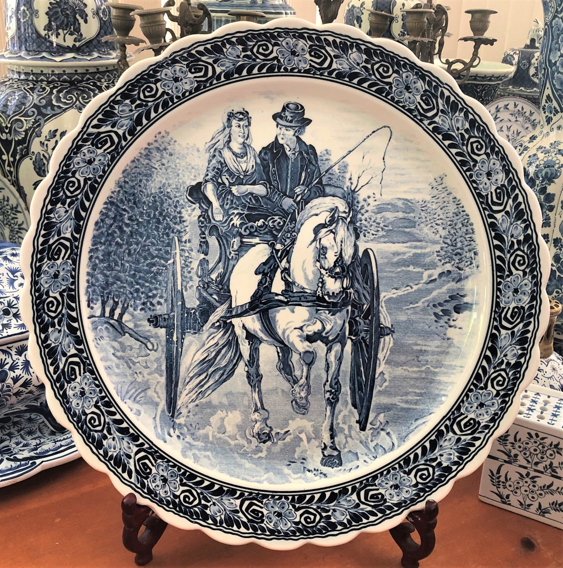 TWO Delft Wedding Carriage & Sleigh Chargers Delfts Blauw - Etsy