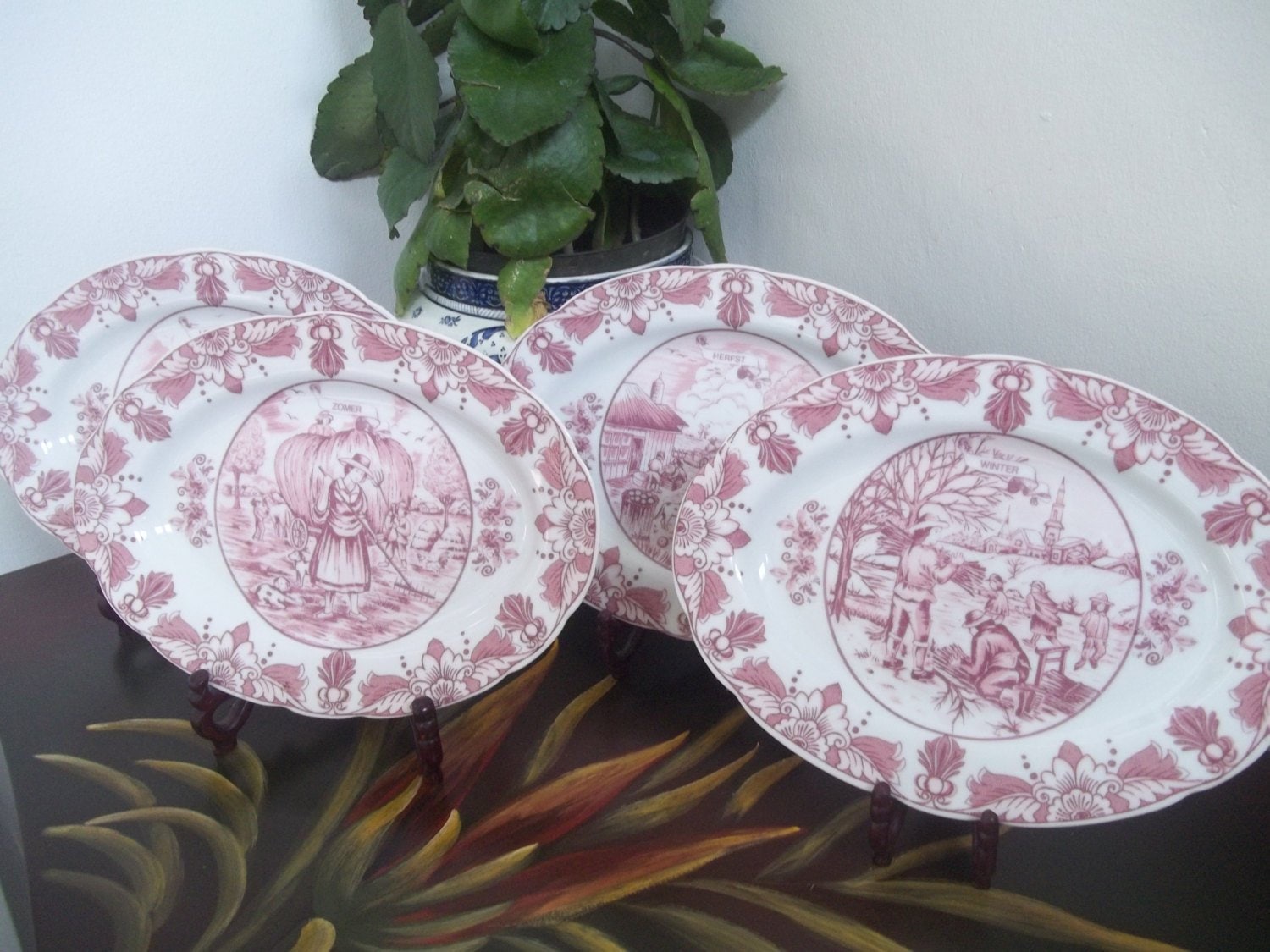 LARGE! Delft Red Gold Double Gourd Vase Delfts Rood Chinois Vaas 花王 ...