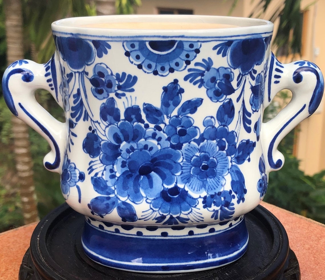 1880'S LARGE! Royal Delft Jardiniere Delfts Blauw Bloempot 花王 Kaou ...