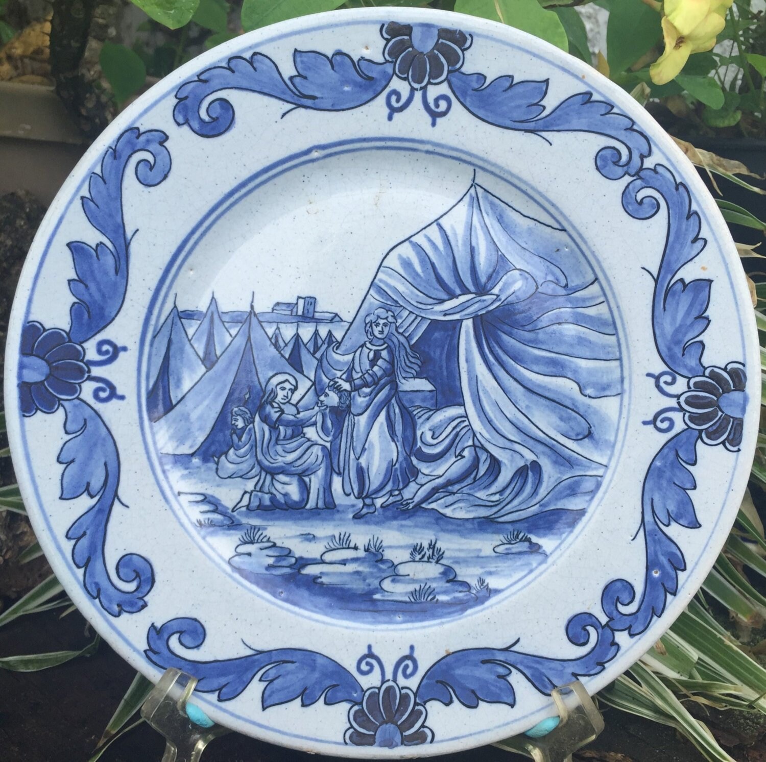 1700s Large Old Delft Plate Delfts Blauw Waaierbord Schotel Pauw ...