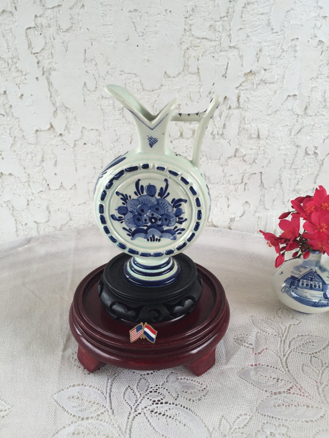 Delftse Pauw Delft Flask Delfts Blauw Kruik Pitcher Vaas - Etsy