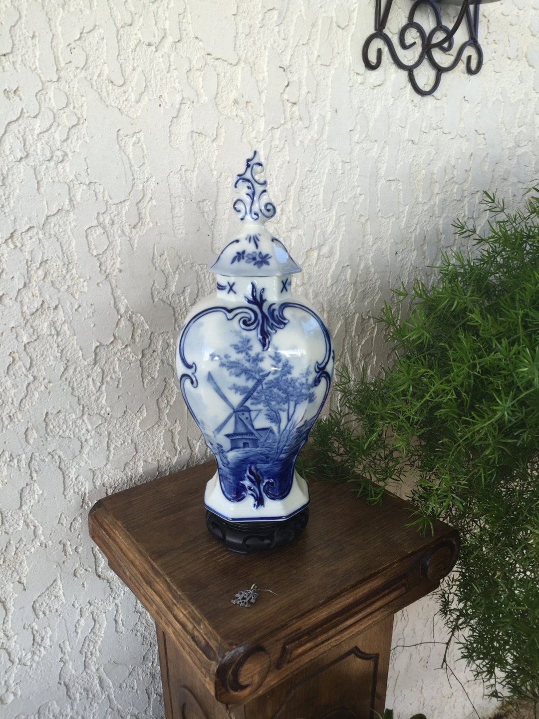 Rosenthal Large Delfts Blauw Ginger Jar Vase 12.5" Molen Windmill ...