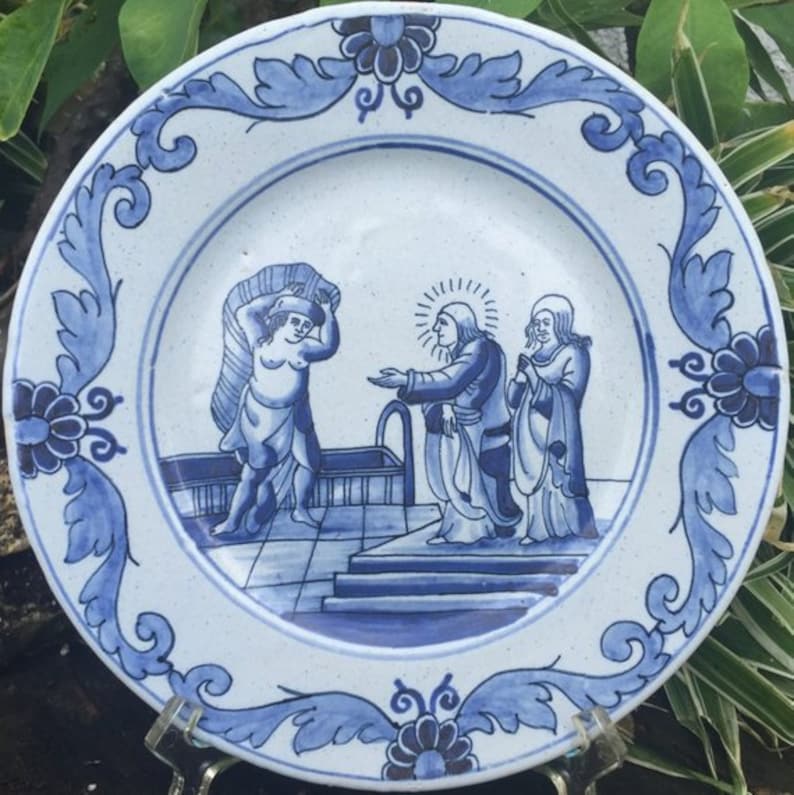 1700s Large Old Delft Plate Delfts Blauw Waaierbord Schotel Pauw ...