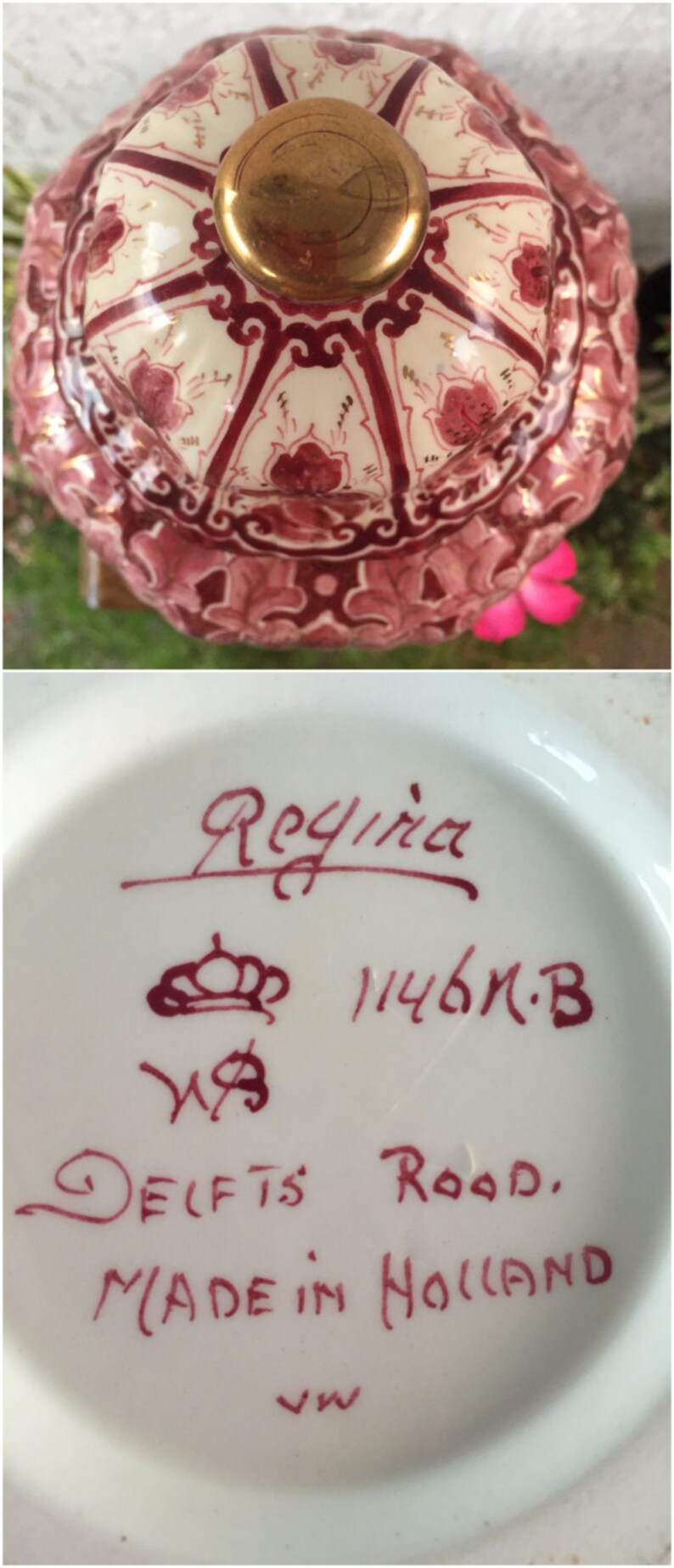LARGE! Regina Delft Red Ginger Jar Delfts Rood Deksel Vaas Orchid ...