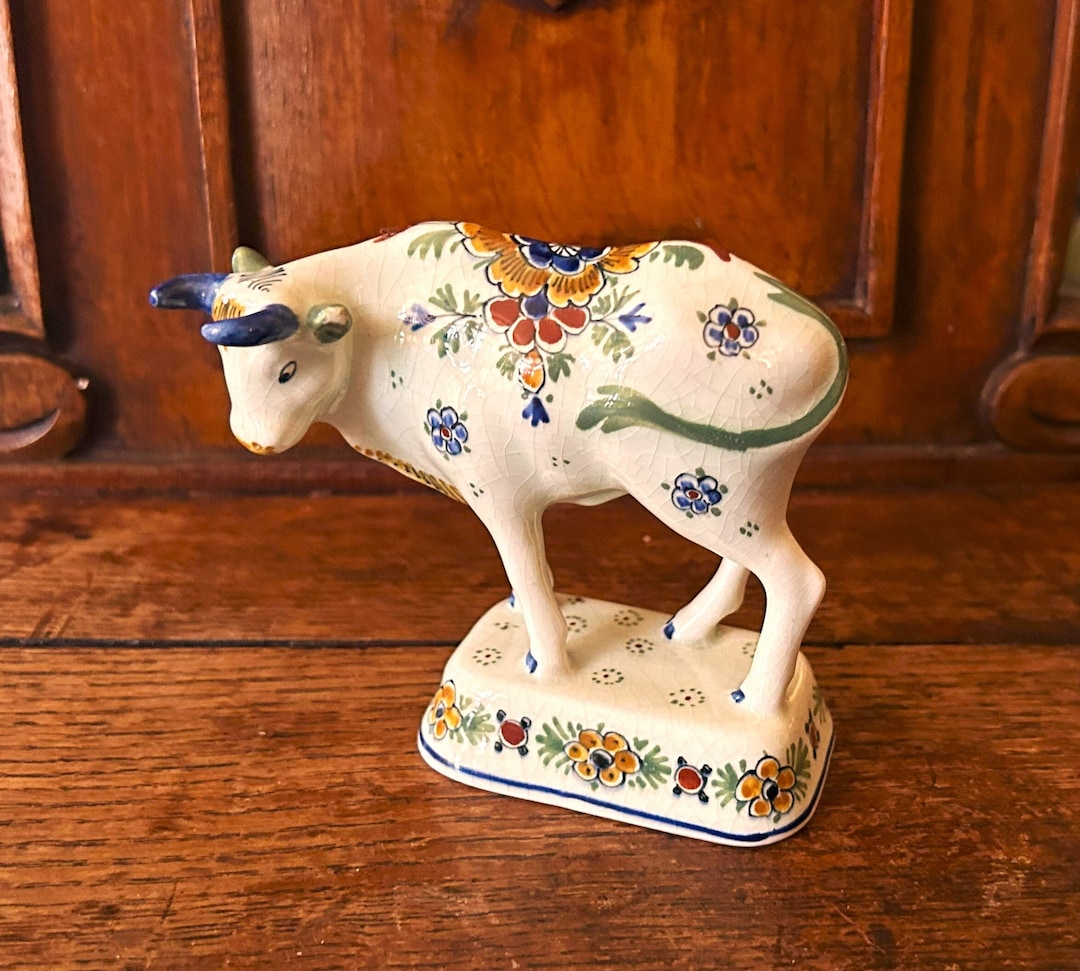 1938 Royal Delft Polychrome Cow Figurine Delfts Polychrome Koe Beeldje ...