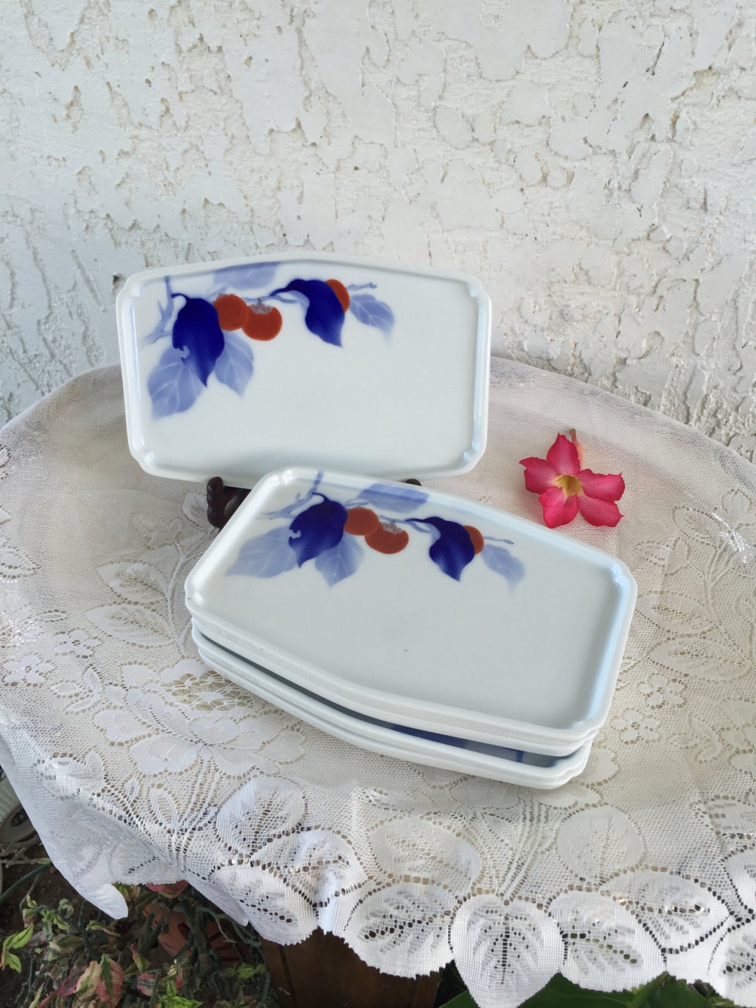 Fukagawa Five Plates 5 Piece Dish Set 柿 Kaki Persimmon Nakazara Akae ...