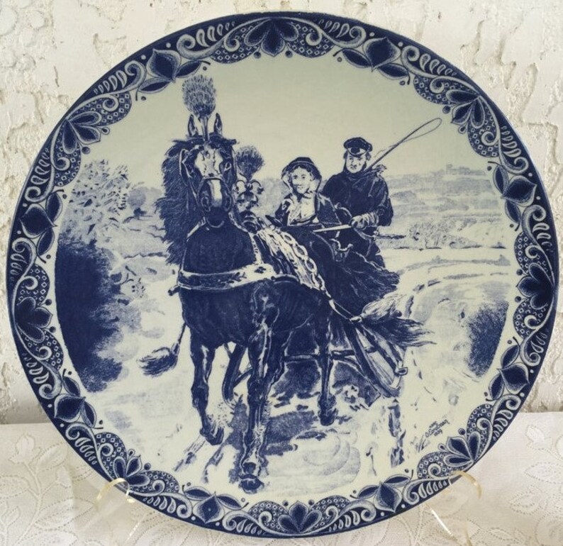 TWO Delft Wedding Carriage & Sleigh Chargers Delfts Blauw | Etsy