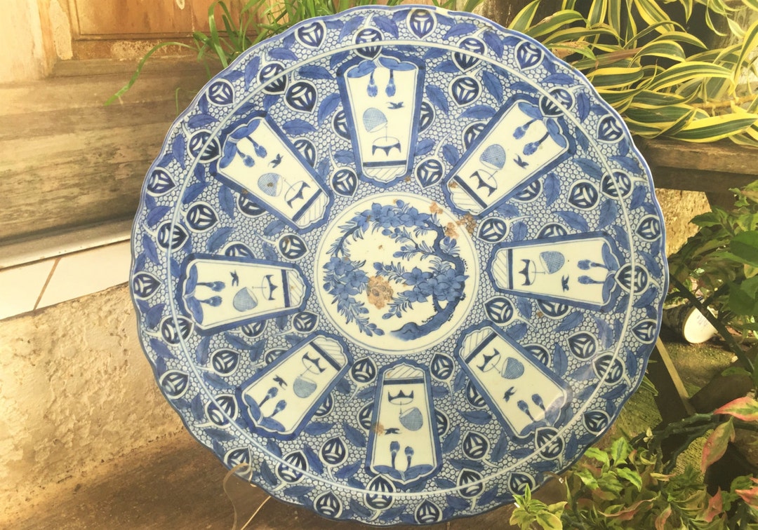 1700's Huge Ko-imari Charger Marked 乾 Kenryu-nen-sei 染付 Sometsuke 燕 ...